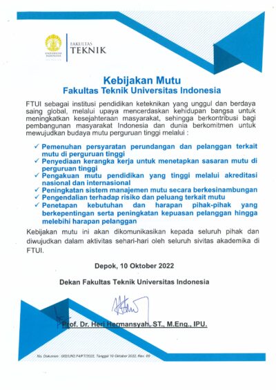 Kebijakan Mutu FT UI – Unit Penjaminan Mutu Akademik – FTUI
